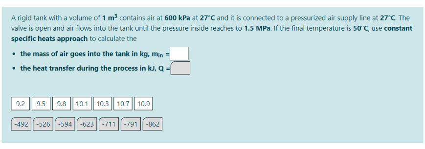 Solved A rigid tank with a volume of 1m3 contains air at | Chegg.com
