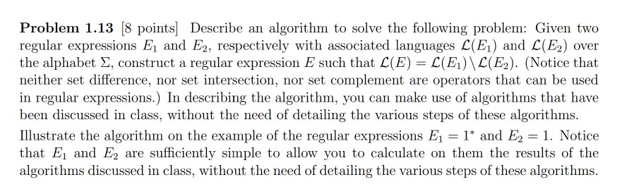 Solved Problem 1.13 [8 points Describe an algorithm to solve | Chegg.com