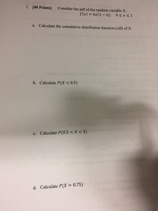 Solved Consider the pdf of the random variable X. f (x) = | Chegg.com