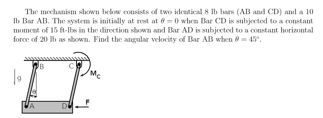 Solved Bar AB and CD length = 2ft. Bar AD length = 3ft | Chegg.com