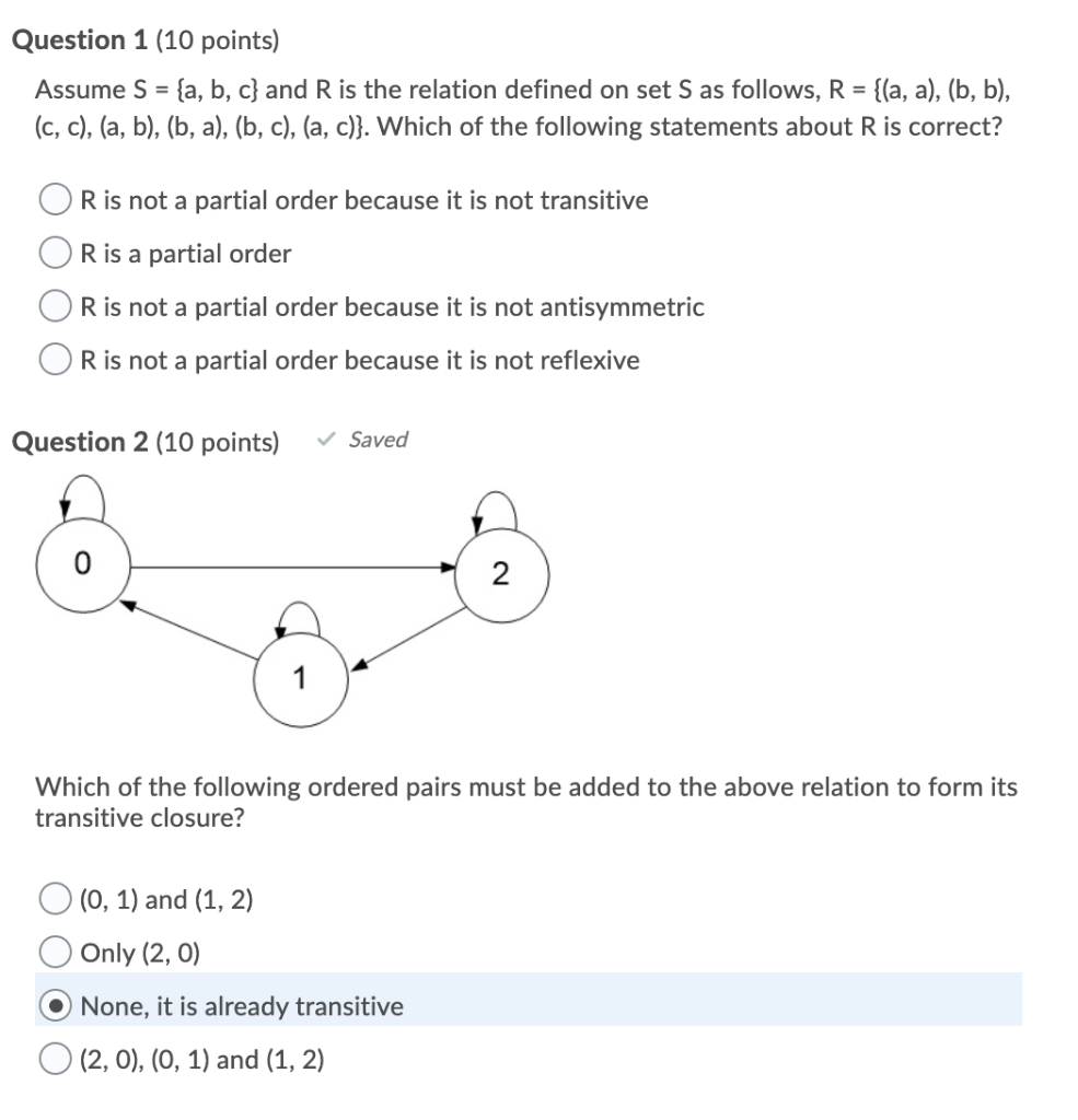 Solved Assume S = {a, b, c} and R is the relation defined on | Chegg.com
