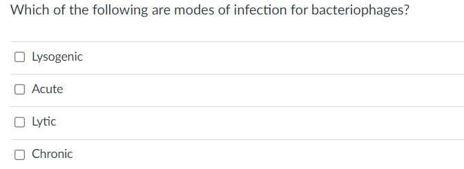 Solved Which of the following are modes of infection for | Chegg.com