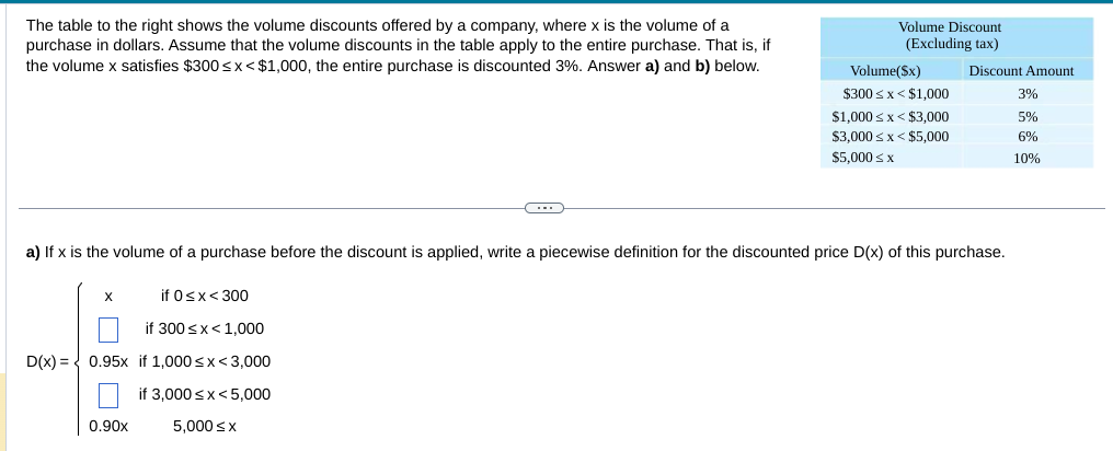The table to the right shows the volume discounts | Chegg.com