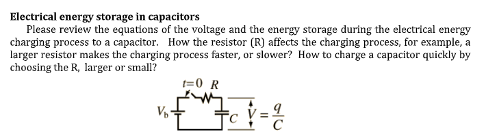 Solved Electrical energy storage in capacitors Please review | Chegg.com