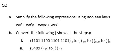 Solved Q2 a. Simplify the following expressions using | Chegg.com