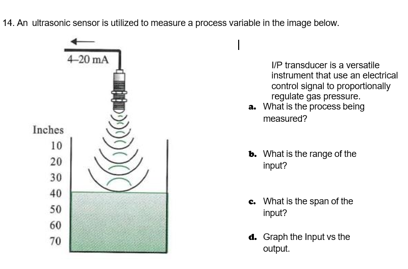 Solved 14. ﻿An ultrasonic sensor is utilized to measure a | Chegg.com