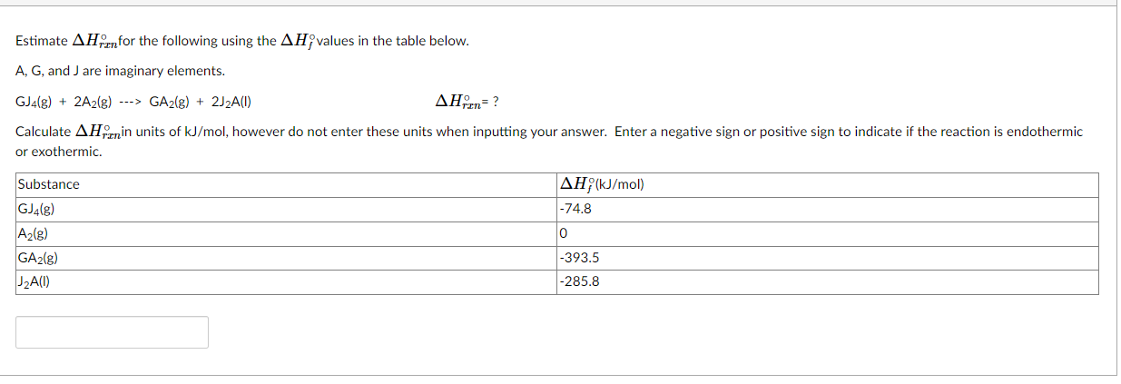 Solved Estimate AHPenfor the following using the AH values | Chegg.com
