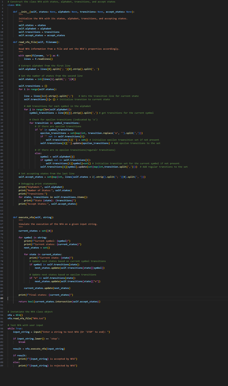 Solved Nfa Python Implementation I Need Help Getting String 