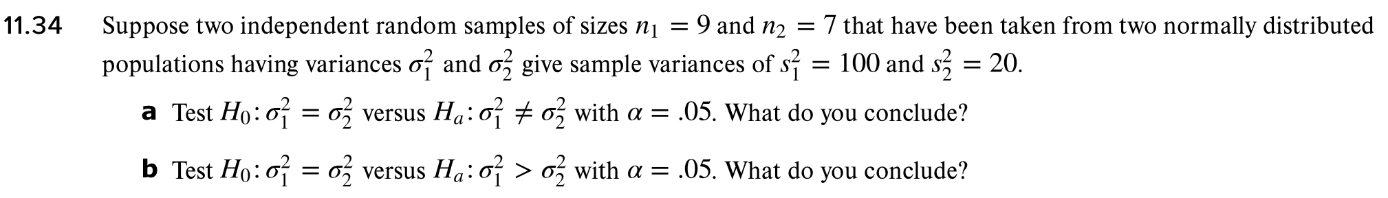 Solved 34 Suppose two independent random samples of sizes | Chegg.com