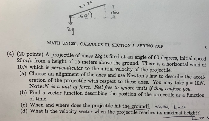 Solved 23 MATH UN1201, CALCULUS III, SECTION 5, SPRING 2019 | Chegg.com