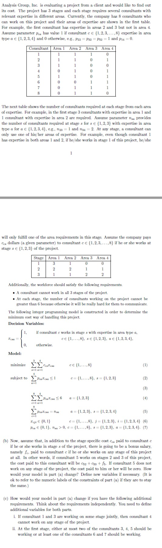 Analysis Group, Inc. is evaluating a project from a | Chegg.com