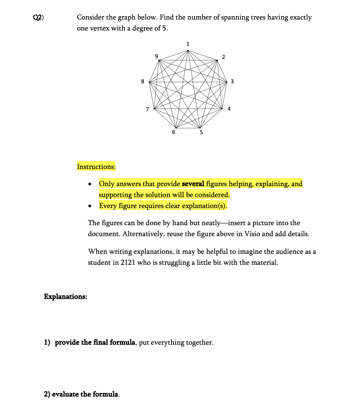 Solved by an EXPERT Q2) ﻿Consider the graph below. Find the number of | Chegg.com