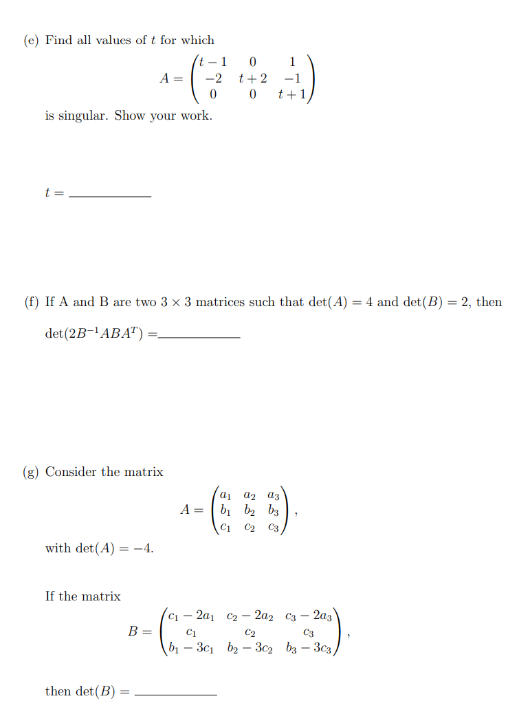 Solved Fill in the blanks. Show your work where work is | Chegg.com