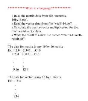 Solved *********Write in c language**** Read the matrix data | Chegg.com