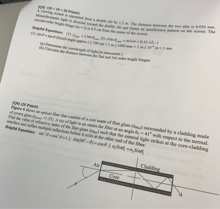 Solved a double slit by 1.2 m. The distance between the two | Chegg.com