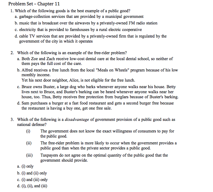 Solved Problem Set - Chapter 11 1. Which of the following | Chegg.com