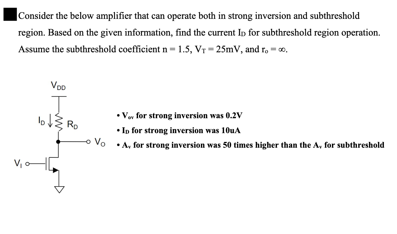 Solved Consider the below amplifier that can operate both in | Chegg.com