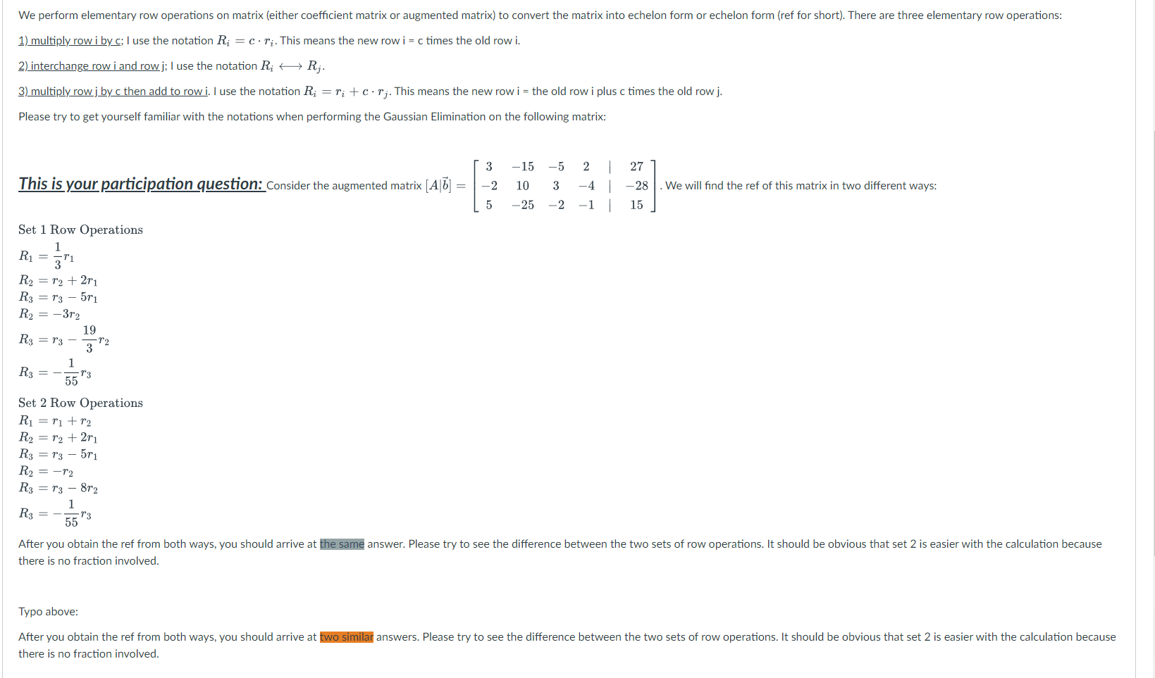 Solved 1) multiply row i by c; I use the notation Ri=c⋅ri. | Chegg.com