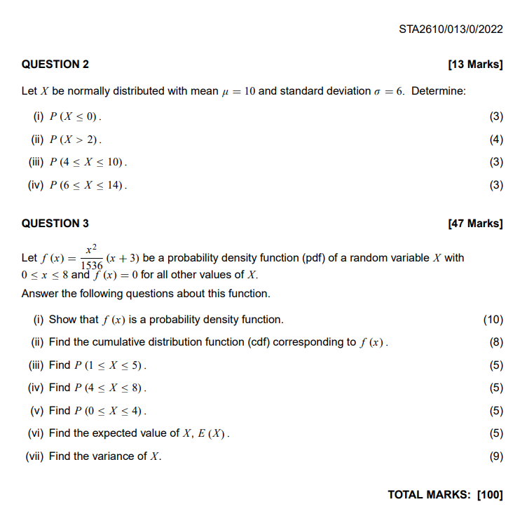 Solved Let X be normally distributed with mean μ=10 and | Chegg.com