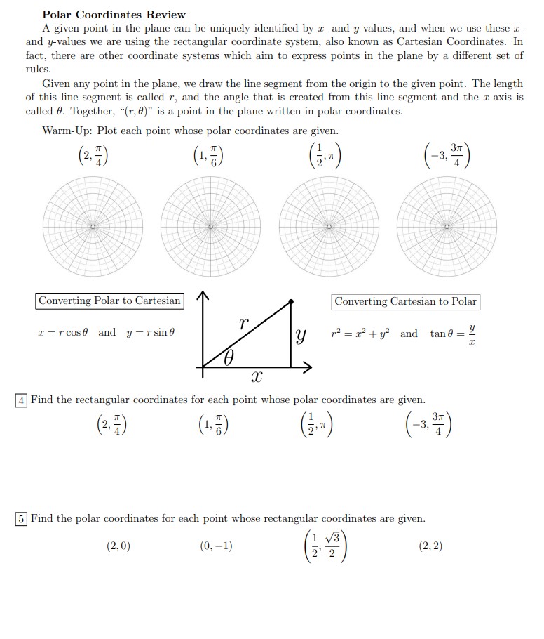 Solved Polar Coordinates Review A given point in the plane | Chegg.com