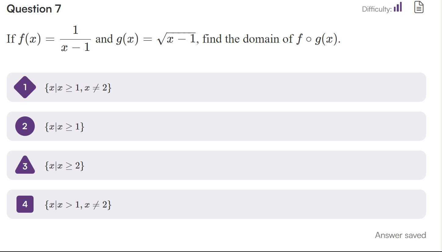 Solved Question 7If f(x)=1x-1 ﻿and g(x)=x-12, ﻿find the | Chegg.com