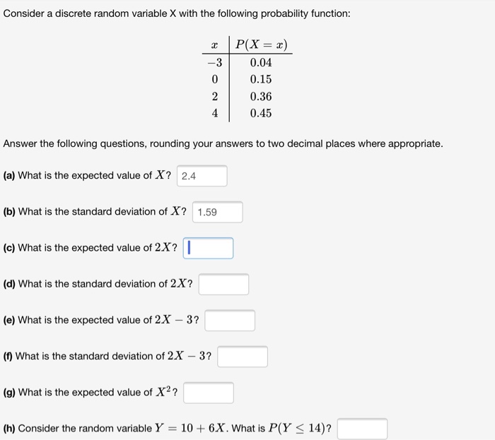 Solved Consider a discrete random variable X with the | Chegg.com