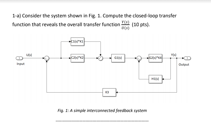 Solved 1-a) Consider the system shown in Fig. 1. Compute the | Chegg.com