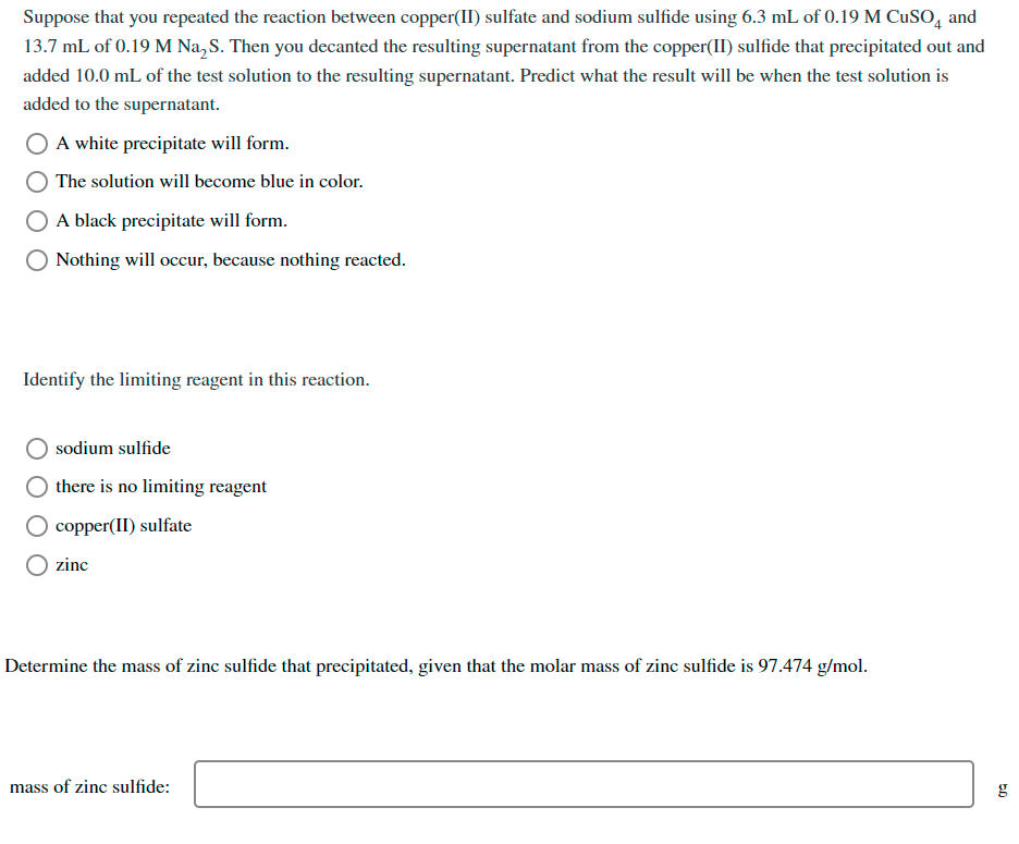 Solved Suppose that you repeated the reaction between | Chegg.com