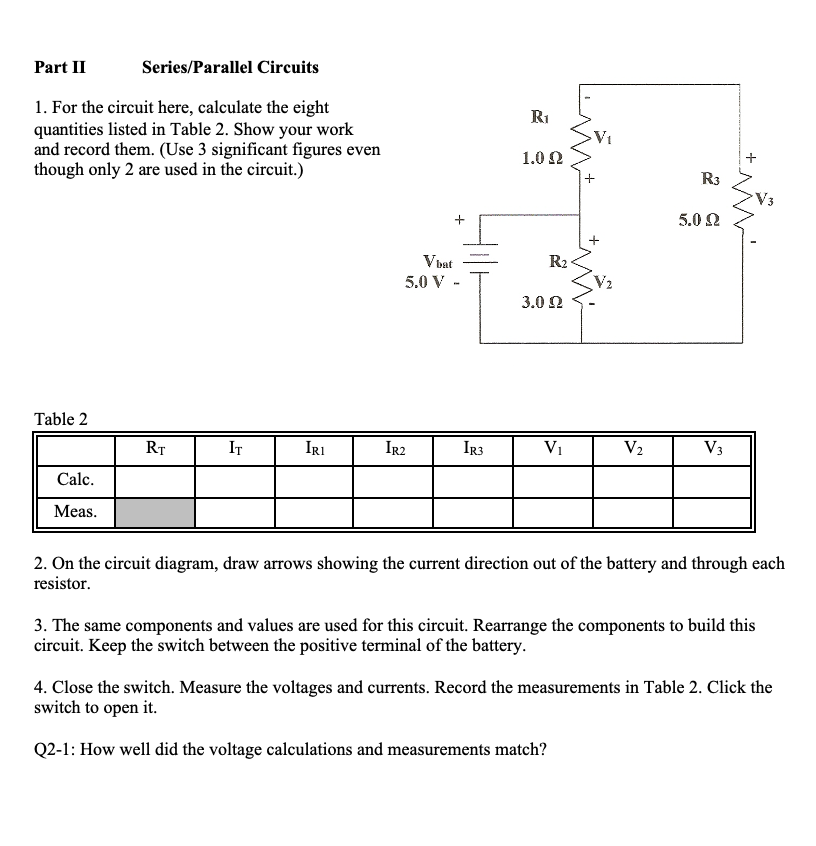 Solved Part II Series/Parallel Circuits 1. For the circuit | Chegg.com