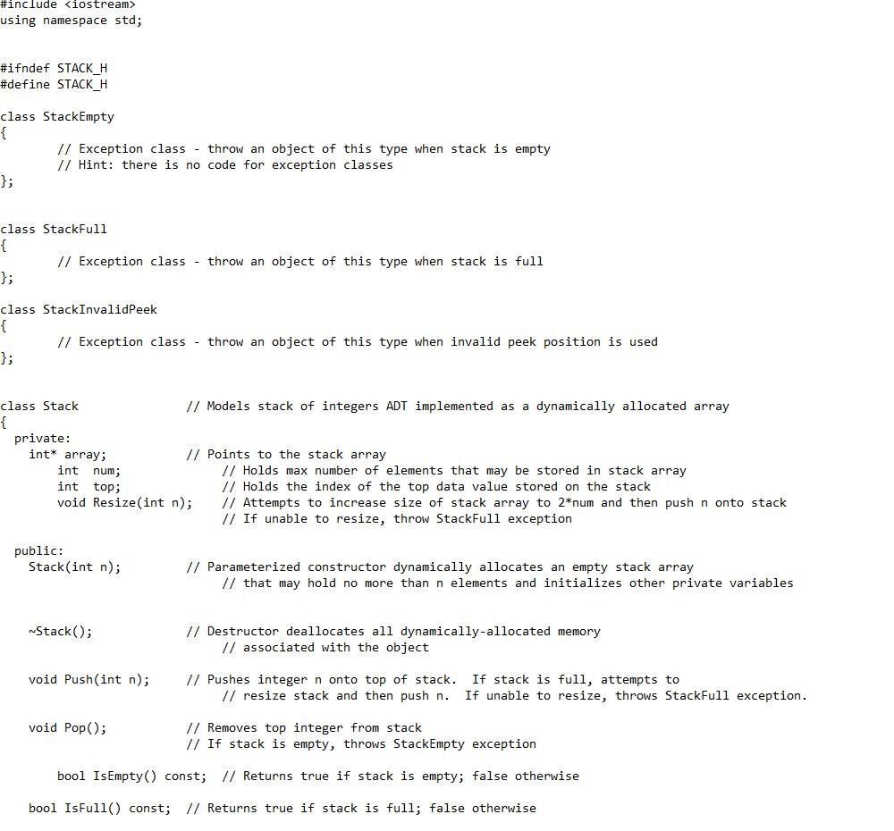 Solved Need Help Writing Stack Cpp Stack H With Comments Is Chegg