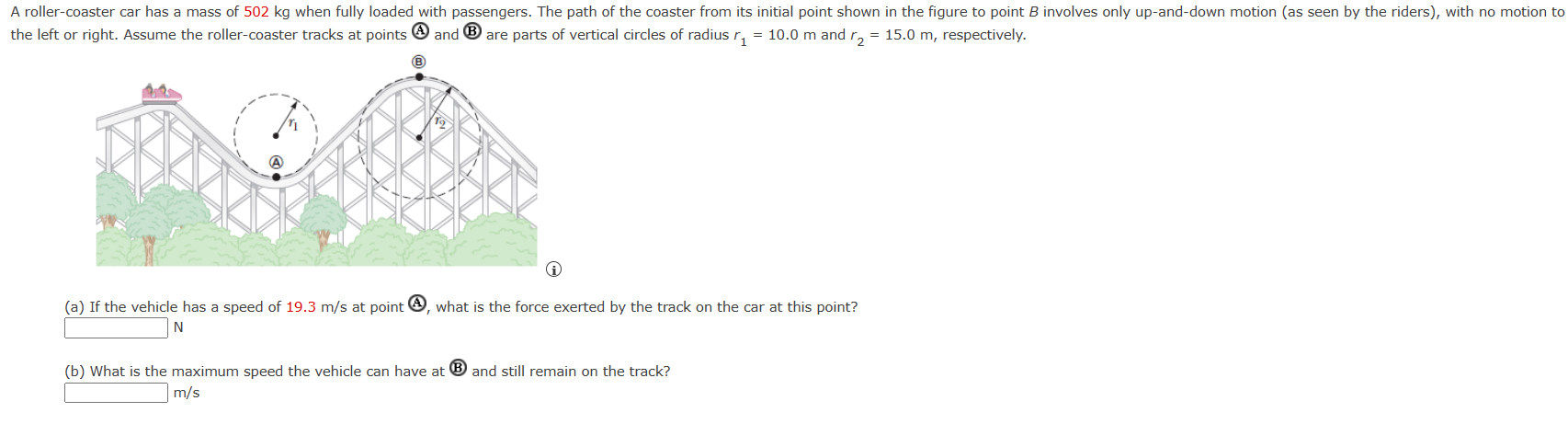 Solved he left or right. Assume the roller-coaster tracks at | Chegg.com