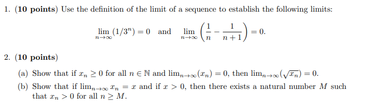 Solved (10 points) Use the definition of the limit of a | Chegg.com