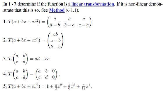 Solved In 1-7 determine if the function is a linear | Chegg.com