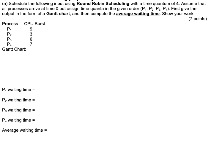 Solved Operating System Theory: Provide a gantt chart for | Chegg.com