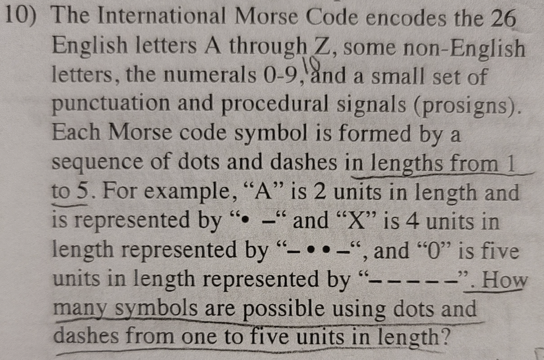 Solved 0) The International Morse Code encodes the 26 | Chegg.com