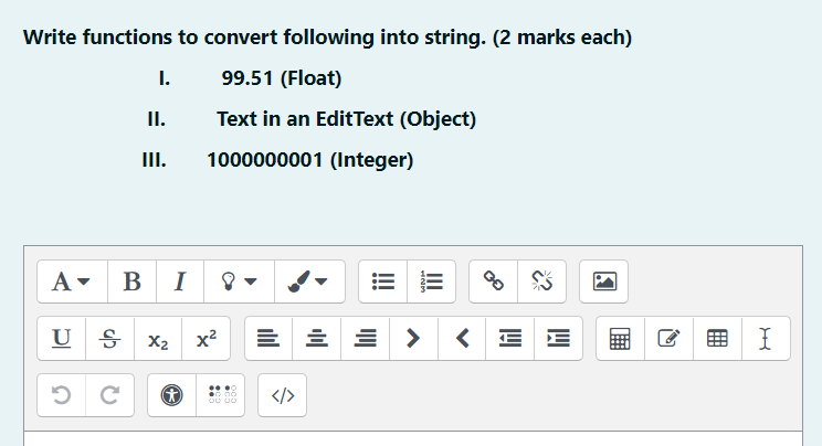 Solved Write functions to convert following into string. (2 | Chegg.com
