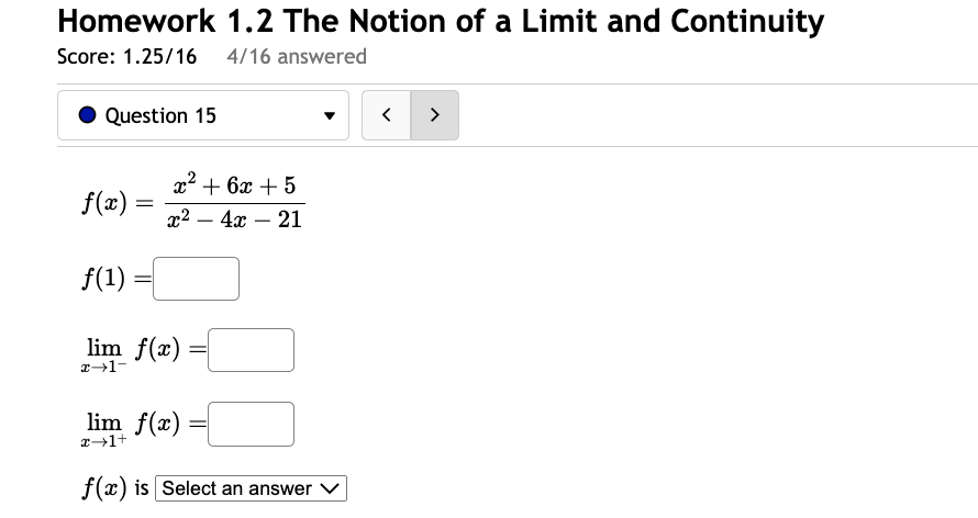 Solved Homework 1.2 The Notion of a Limit and Continuity | Chegg.com