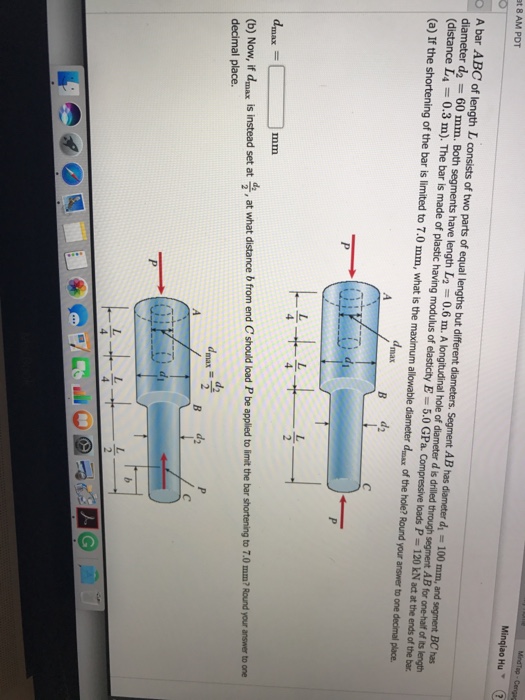 Solved at 8 AM PDT o A bar ABC of length L consists of two | Chegg.com