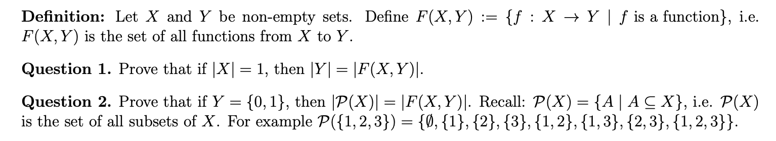 Solved Definition: Let X and Y be non-empty sets. Define | Chegg.com