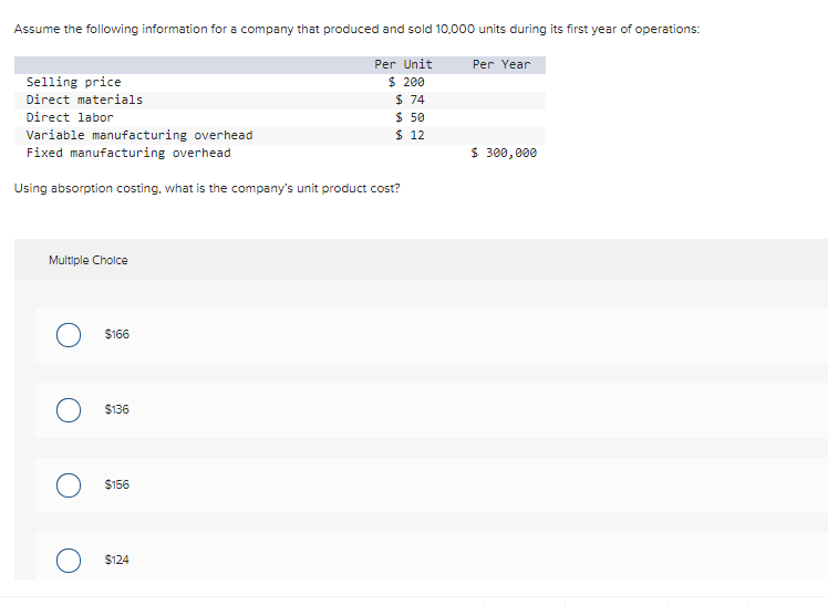 Solved Assume The Following Information For A Company That 