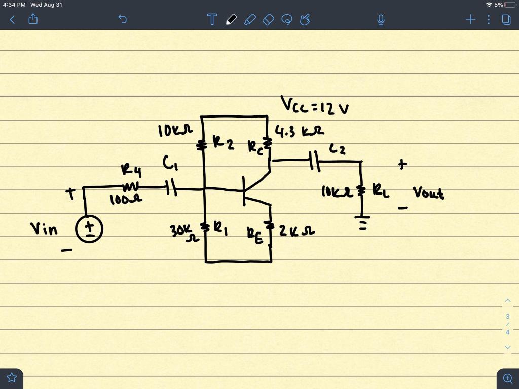 Solved Find the Ic and Vce for the circuit using DC | Chegg.com