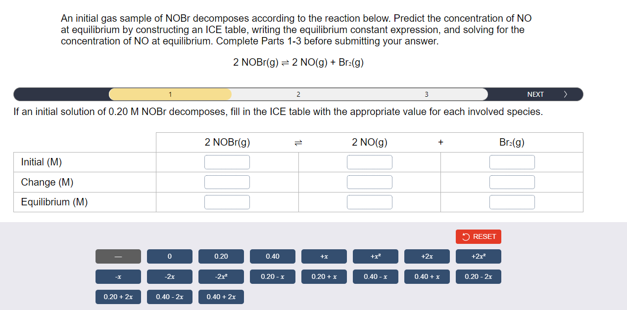 Solved An initial gas sample of NOBr decomposes according to | Chegg.com