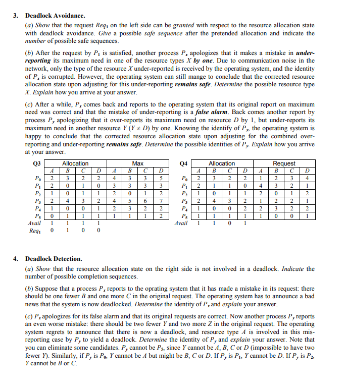 Solved 3 Deadlock Avoidance A Show That The Request Req 