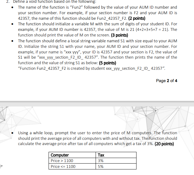Solved 1. Define a void function based on the following: • | Chegg.com
