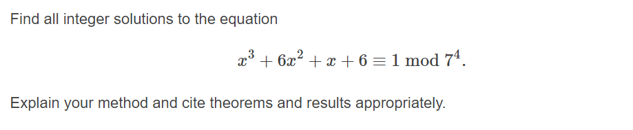 Solved Find all integer solutions to the equation 23 + 6x2 + | Chegg.com