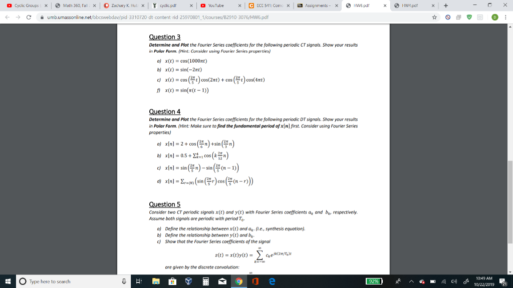 Solved O Math 360, Fall cyclic pdf Assignments- x HW6.pdr | Chegg.com
