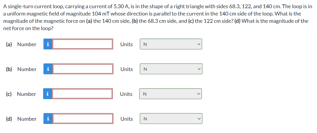 Solved A single-turn current loop, carrying a current of | Chegg.com