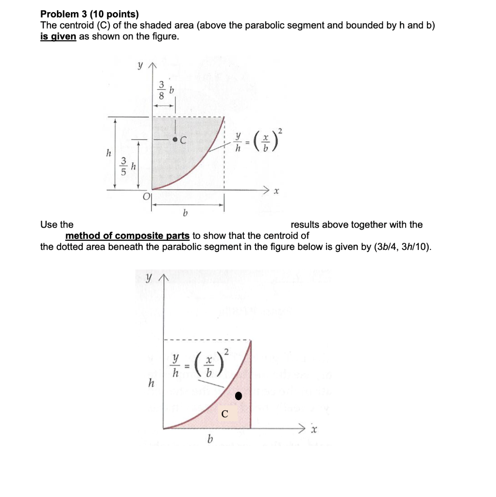 Solved Problem 3 (10 points) The centroid (C) of the shaded | Chegg.com