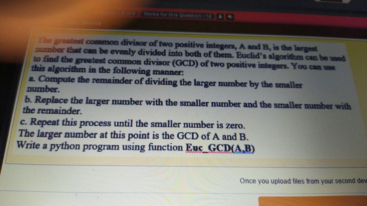 Solved Marks for this question: 12 meets The greatest common | Chegg.com