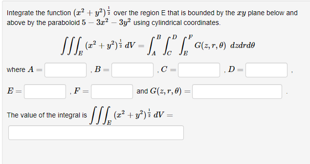 Solved Integrate the function (x2+y2)12 ﻿over the region E | Chegg.com
